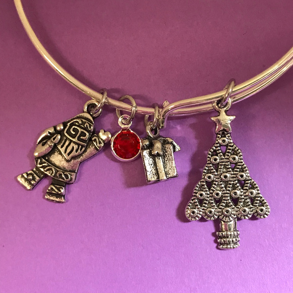Handmade | Jewelry | Christmas Santa Adjustable Silver Bangle Bracelet ...